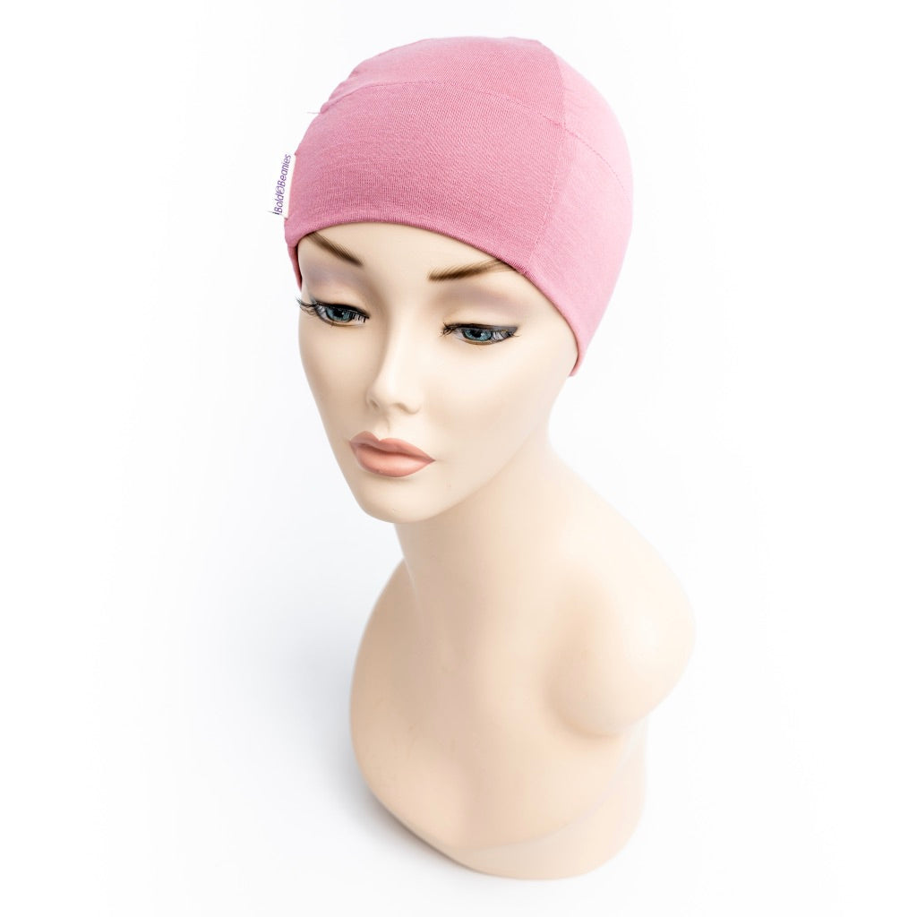 Rose Pink Cotton Bold Beanies Hat Cancer Chemo Alopecia Cap