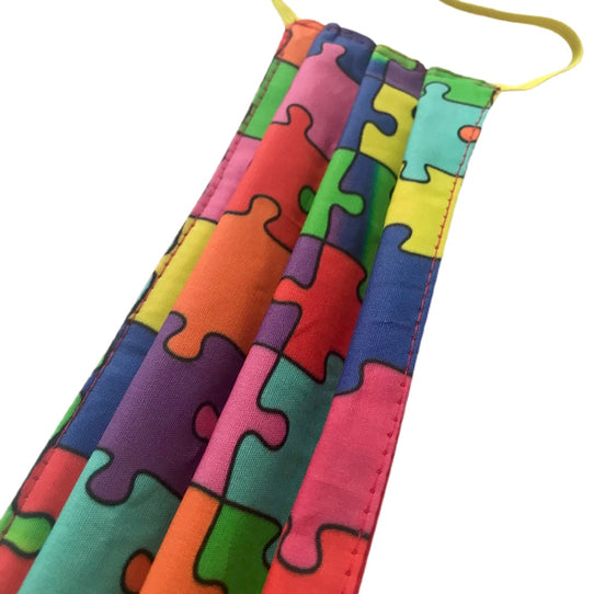 Eco Face Mask Autism Awareness Puzzle Rainbow Colourful – Bold Beanies